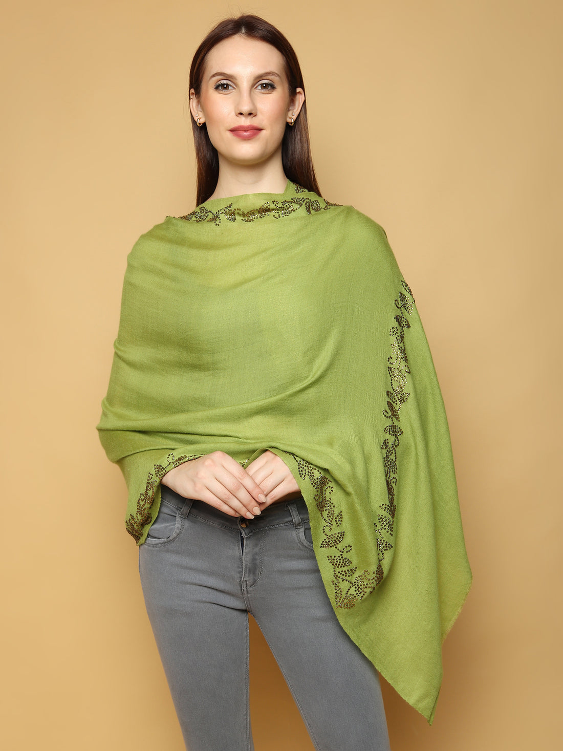 Green Pashmina Shawl ,Pashmina, Party Wear Shawls – modarta